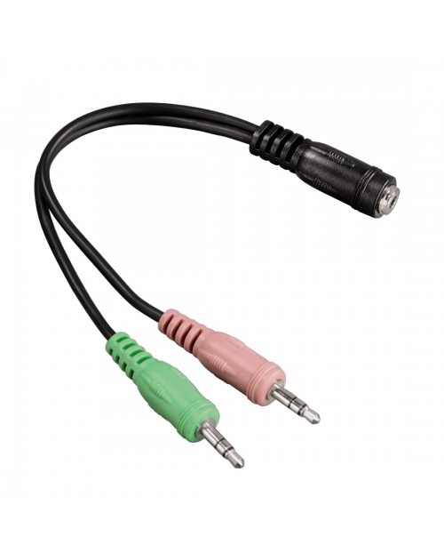 Splitter audio (4 pin) - 3,5 mm jack feminin, spre 2x 3.5 mm jack ...