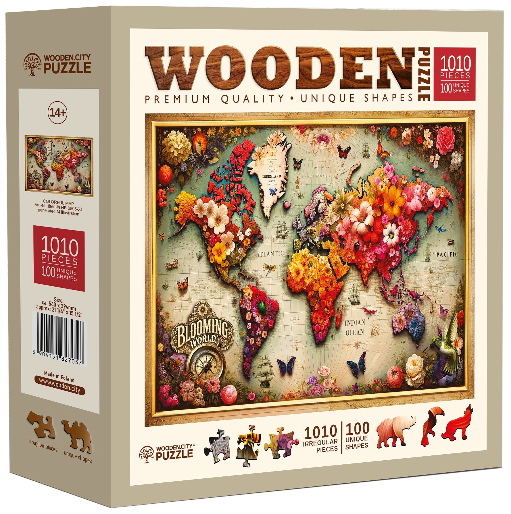 Puzzle din lemn Wooden City din 1010 piese - Harta colorată a lumii ...