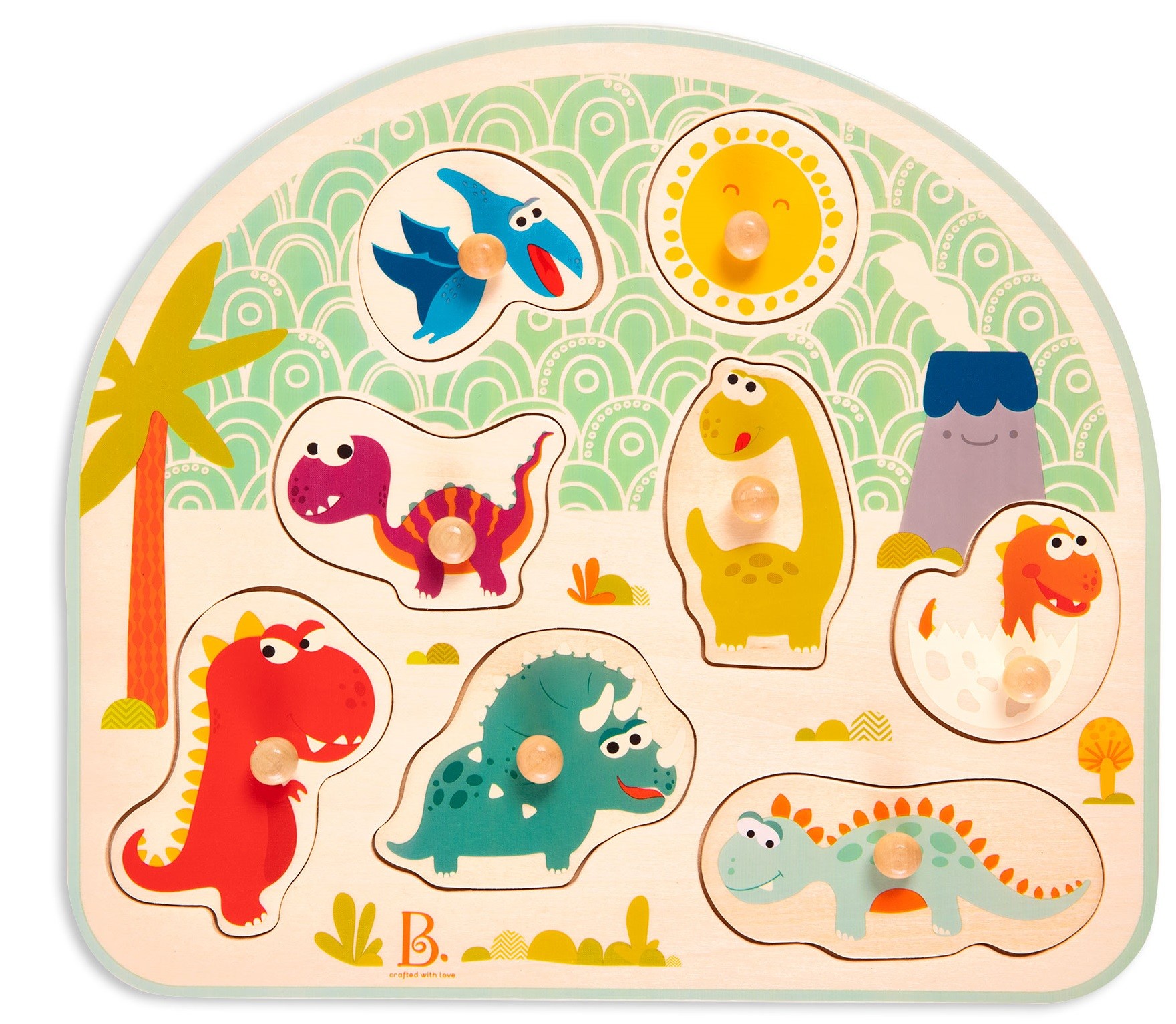 Puzzle din lemn Battat - Dinozauri, 8 piese | Ozone.ro