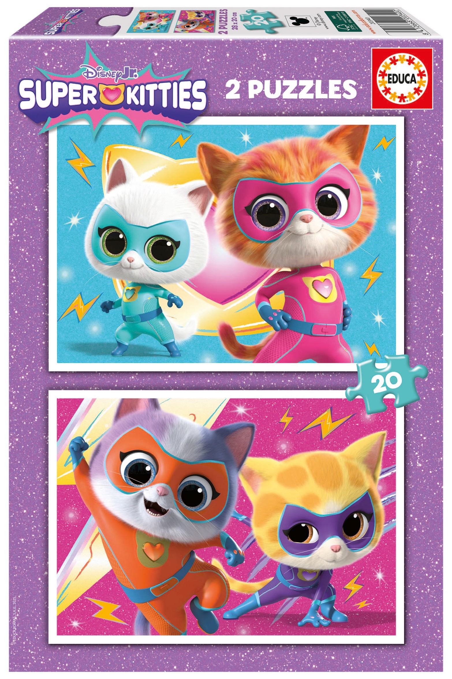 Puzzle pentru copii Educa din 2 x 20 piese - Super pisoi | Ozone.ro