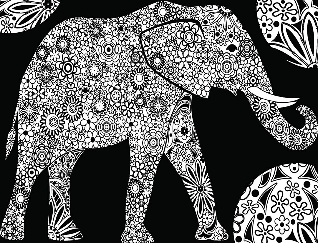 Tablou de colorat ColorVelvet - Elefant, 47 x 35 cm | Ozone.ro
