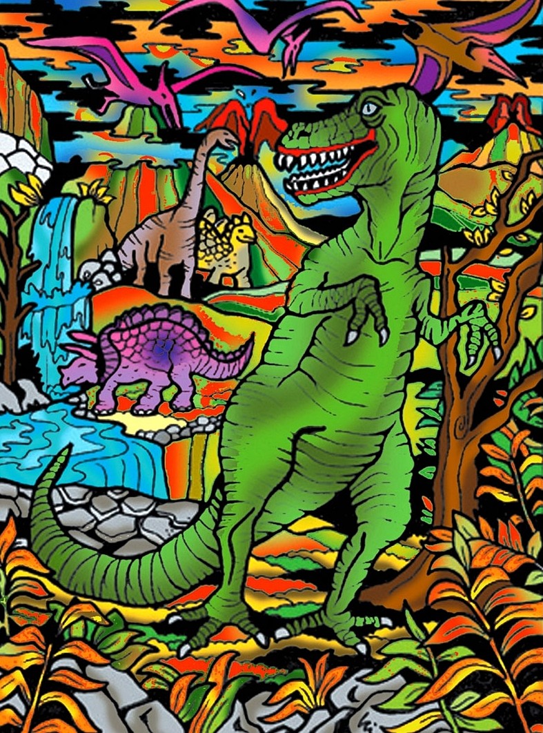 Tablou de colorat ColorVelvet - Dinozauri, 47 x 35 cm | Ozone.ro