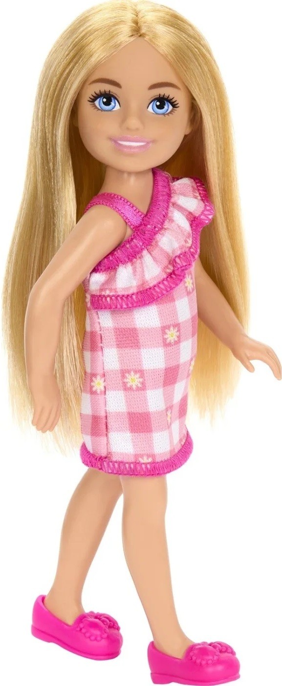 Păpuşă Barbie Chelsea - Cu o rochie roz în carouri | Ozone.ro