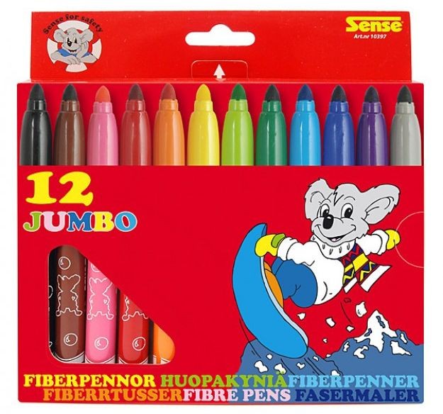 Carioci colorate Sense – Jumbo, 12 bucati | Ozone.ro