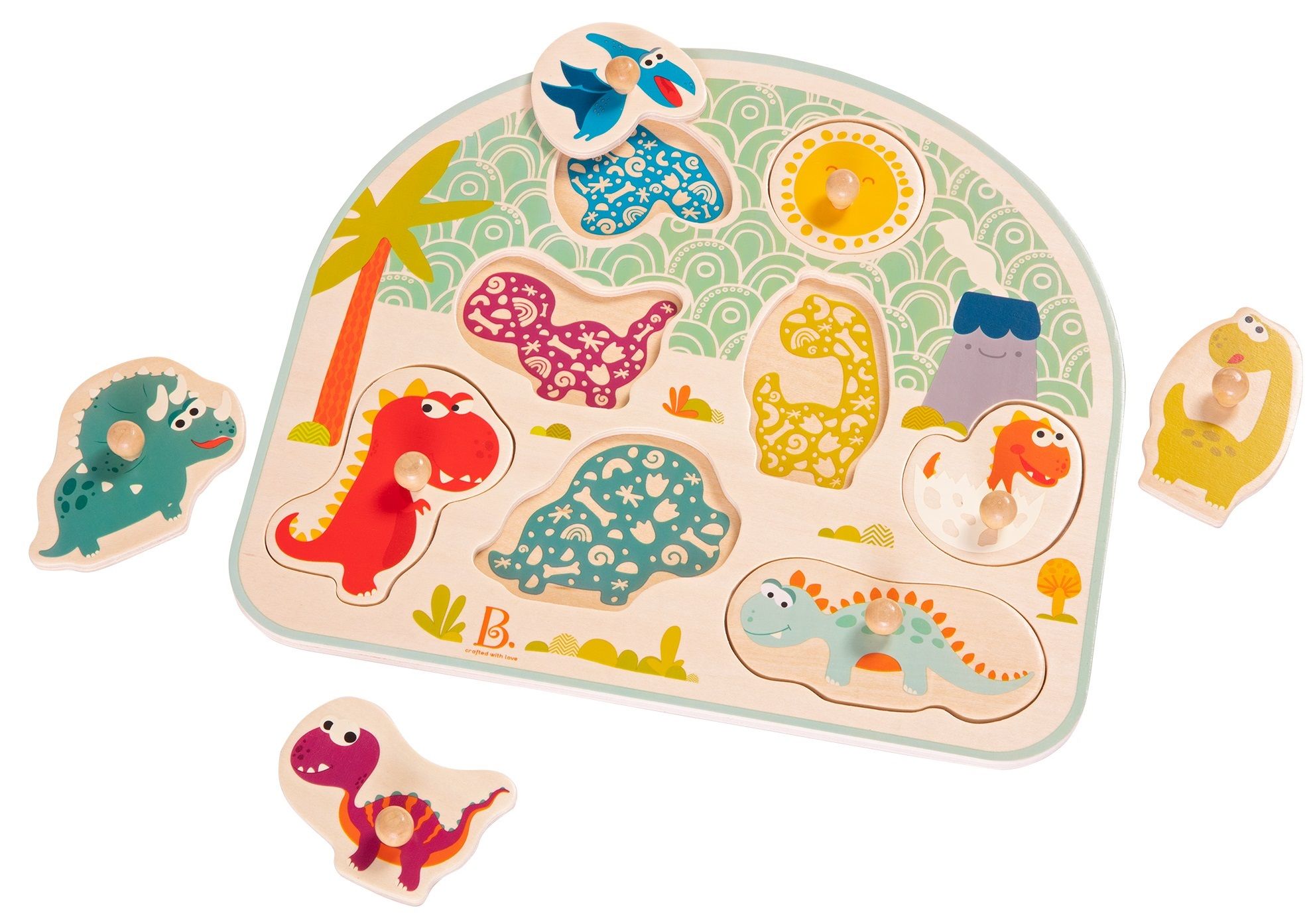 Puzzle din lemn Battat - Dinozauri, 8 piese | Ozone.ro