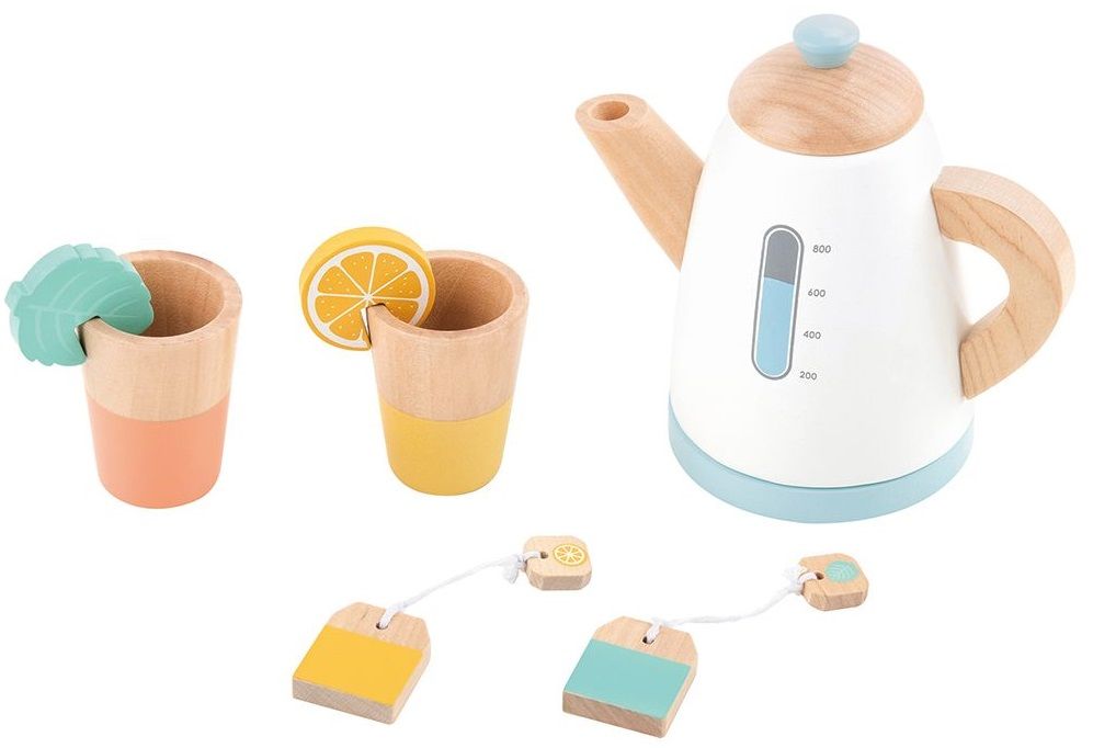 Set de joc din lemn Lelin - Ceainic cu accesorii | Ozone.ro