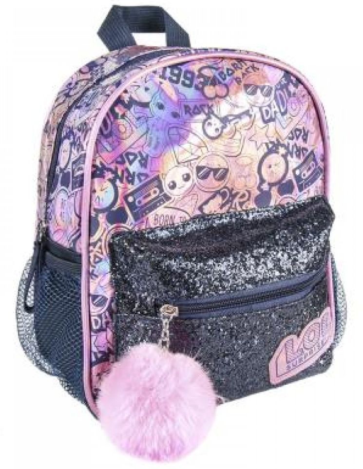 Ghiozdan pentru grădinița Cerda LOL - emoticoane, brocart și pompon ...