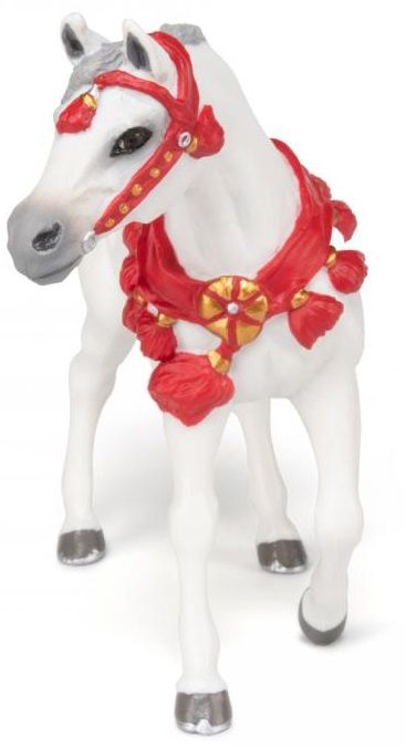 Figurina Papo Horse, Foals and Ponies - Cal arab alb cu ornamente rosii ...