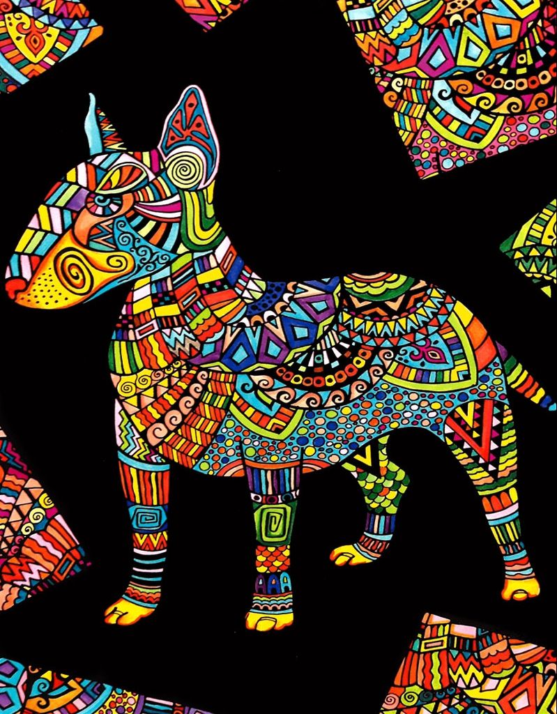 Tablou de colorat ColorVelvet - Bull Terrier, 29,7 x 21 cm | Ozone.ro