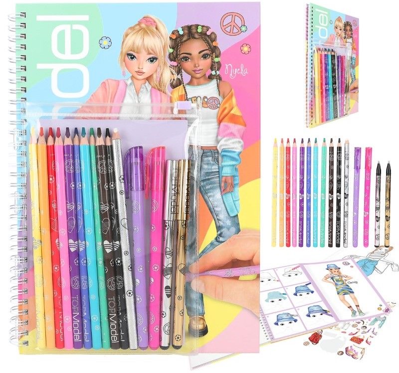 Carte de colorat Depesche TopModel - Cu creioane și pixuri cu gel ...