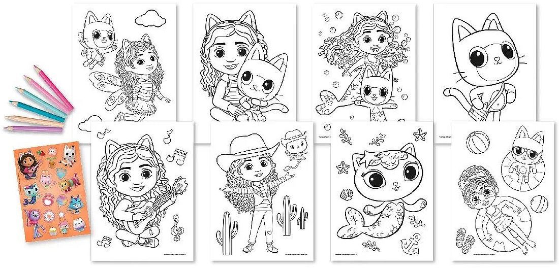 Set de colorat Kids Licensing - Gabby's Dollhouse, cu stickere | Ozone.ro