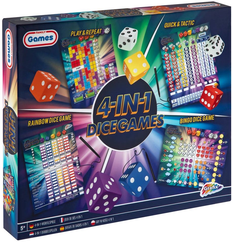 Grafix Board Game Set - Jocuri cu zaruri, 4 în 1 | Ozone.ro
