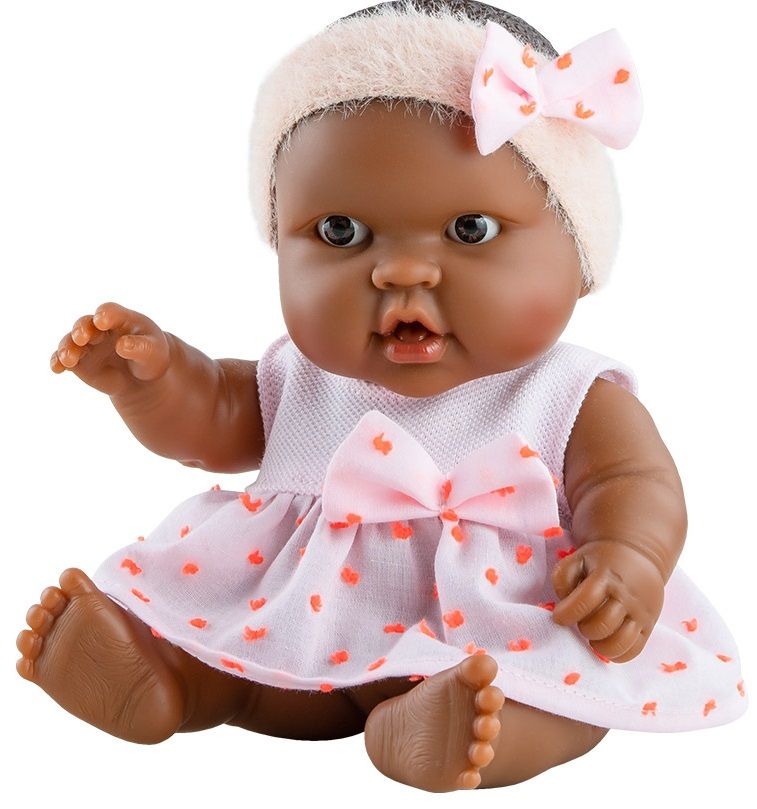 Papusa Paola Reina Peques - Hebe Mulato, cu rochie roz si panglica, 21 ...