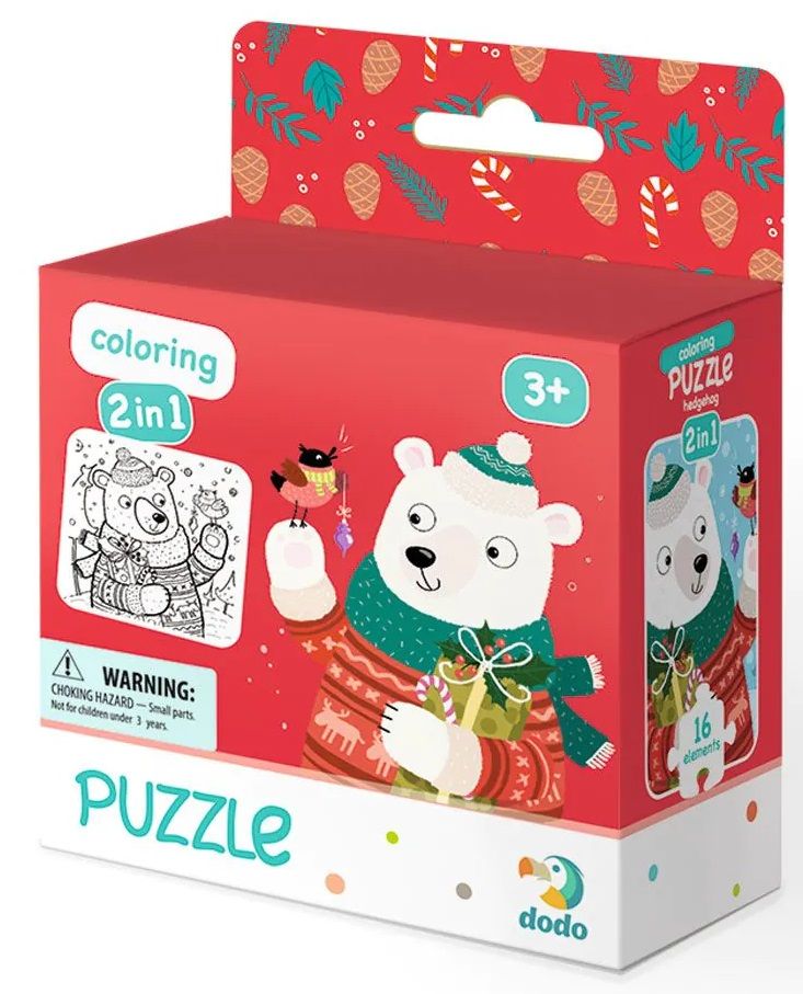 Puzzle de colorat 2 în 1 Dodo - Urs de Crăciun | Ozone.ro
