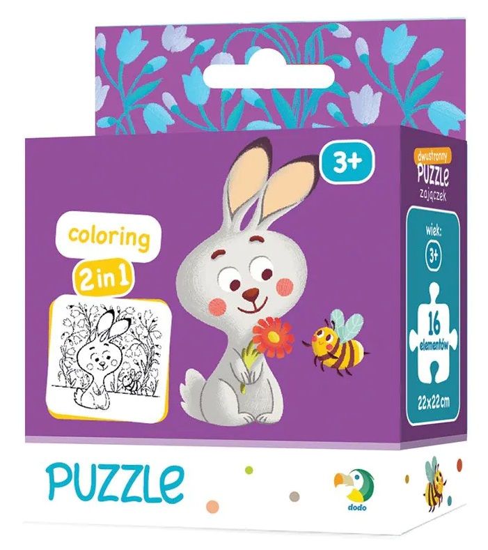 Puzzle de colorat 2 în 1 Dodo - Iepuraș, 16 piese | Ozone.ro