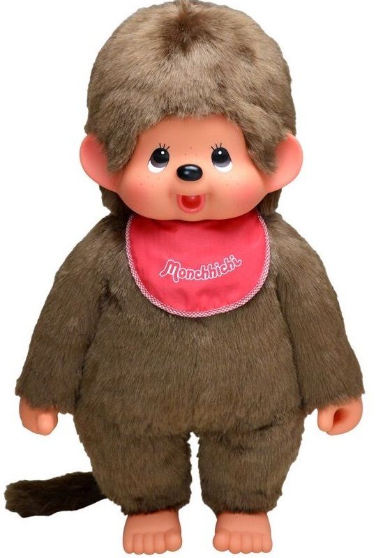Jucarie de plus Monchhichi - Maimuta-fetita cu bavetica rosie, 80 cm ...