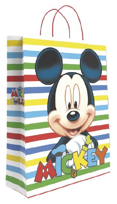 Pungă cadou S. Cool - Mickey Mouse, linii colorate, L | Ozone.ro