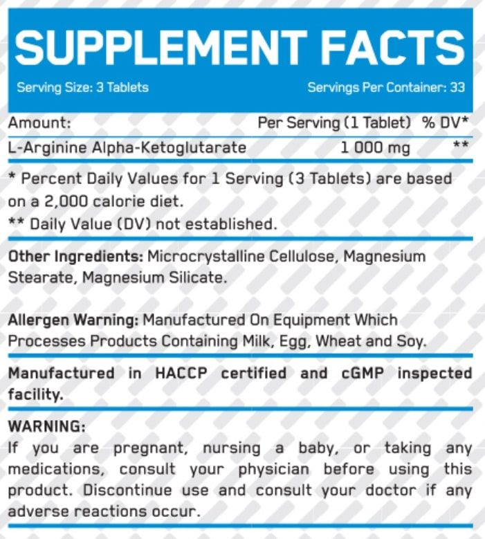 Pure AAKG 1000, 1000 mg, 100 tablete, Everbuild | Ozone.ro